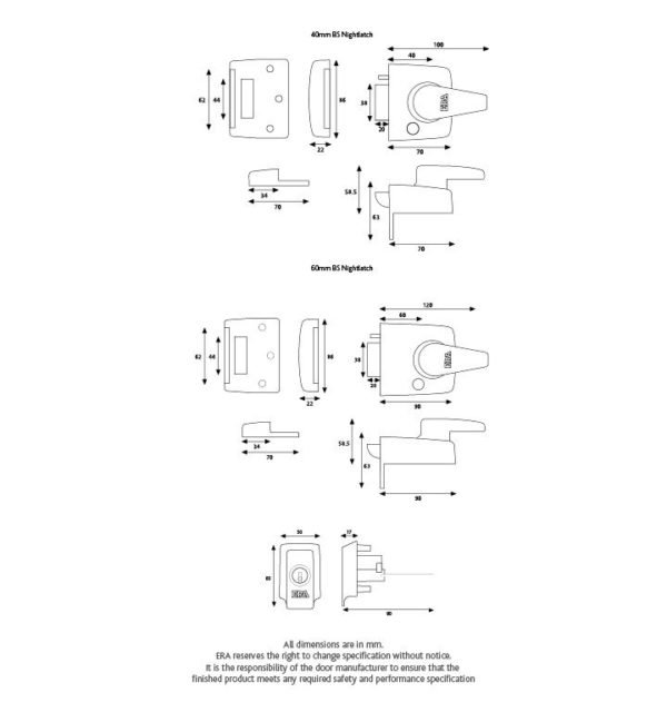 Era 1530-10-1 British Standard Keyless Egress Nightlatch Door Lock 40mm ...